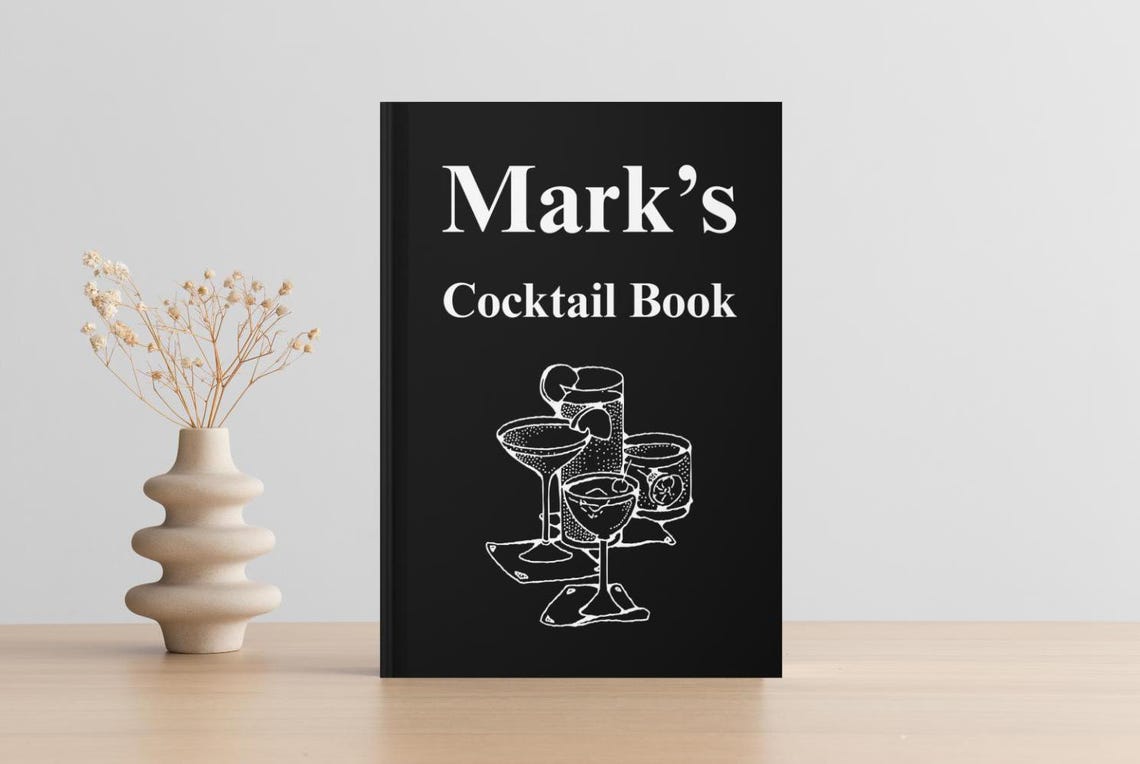 Personalized Cocktail Recipe Book - Drink Recipe Book, Bartender Gift ...