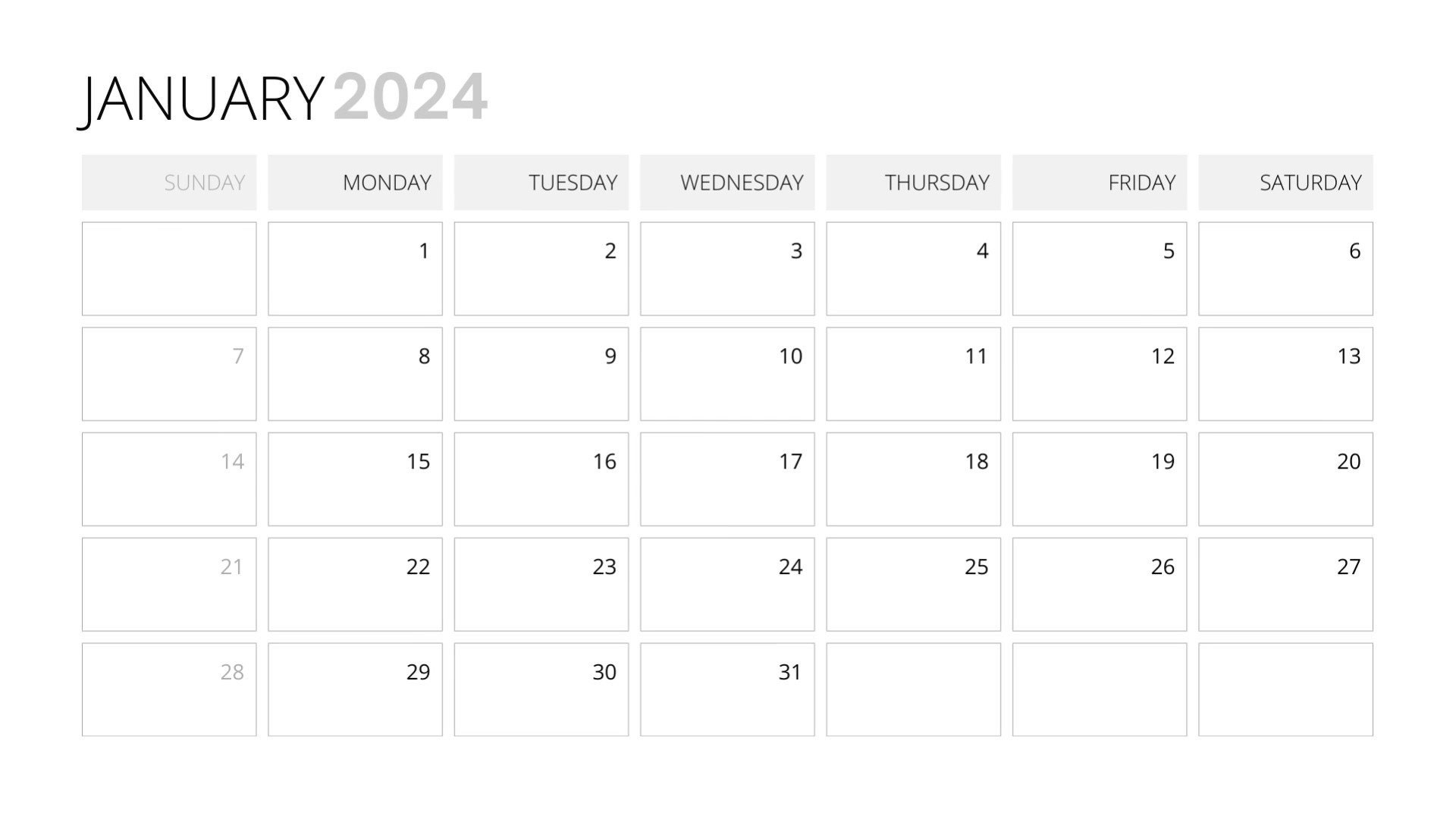 2024 Printable Monthly Calendar Minimalist Design - Etsy
