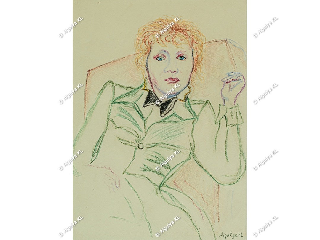 David Hockney's Muse Celia, and Original Sketch Study After His bow Tie ...