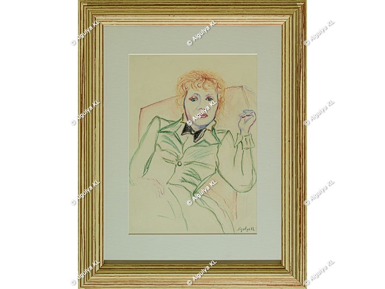 David Hockney's Muse Celia, and Original Sketch Study After His bow Tie ...