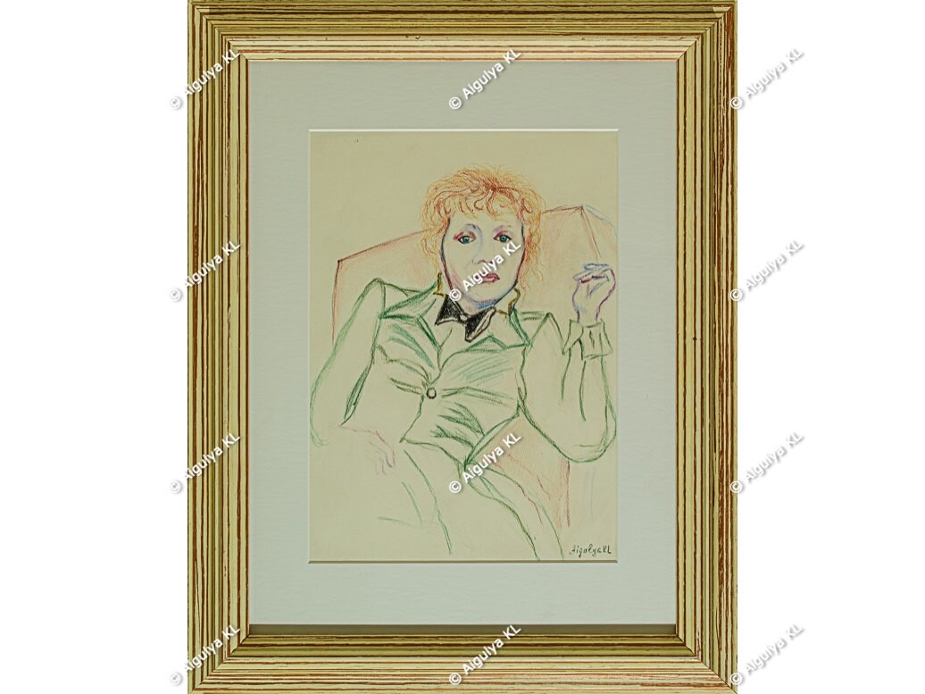 David Hockney's Muse Celia, and Original Sketch Study After His bow Tie ...