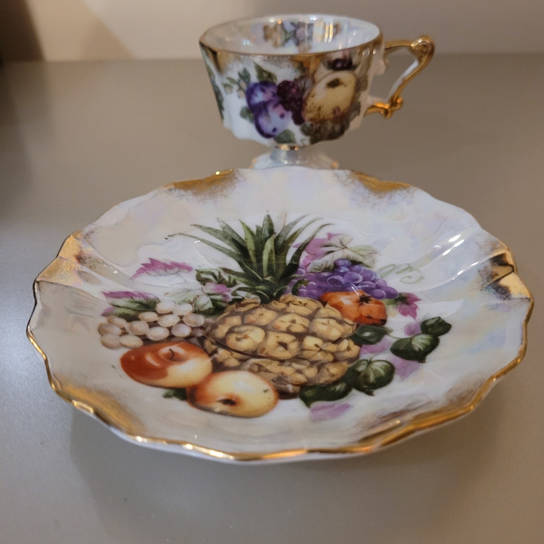 Shafford - Made in Japan Iridescent Fruit Pattern Teacup and Saucer - Etsy