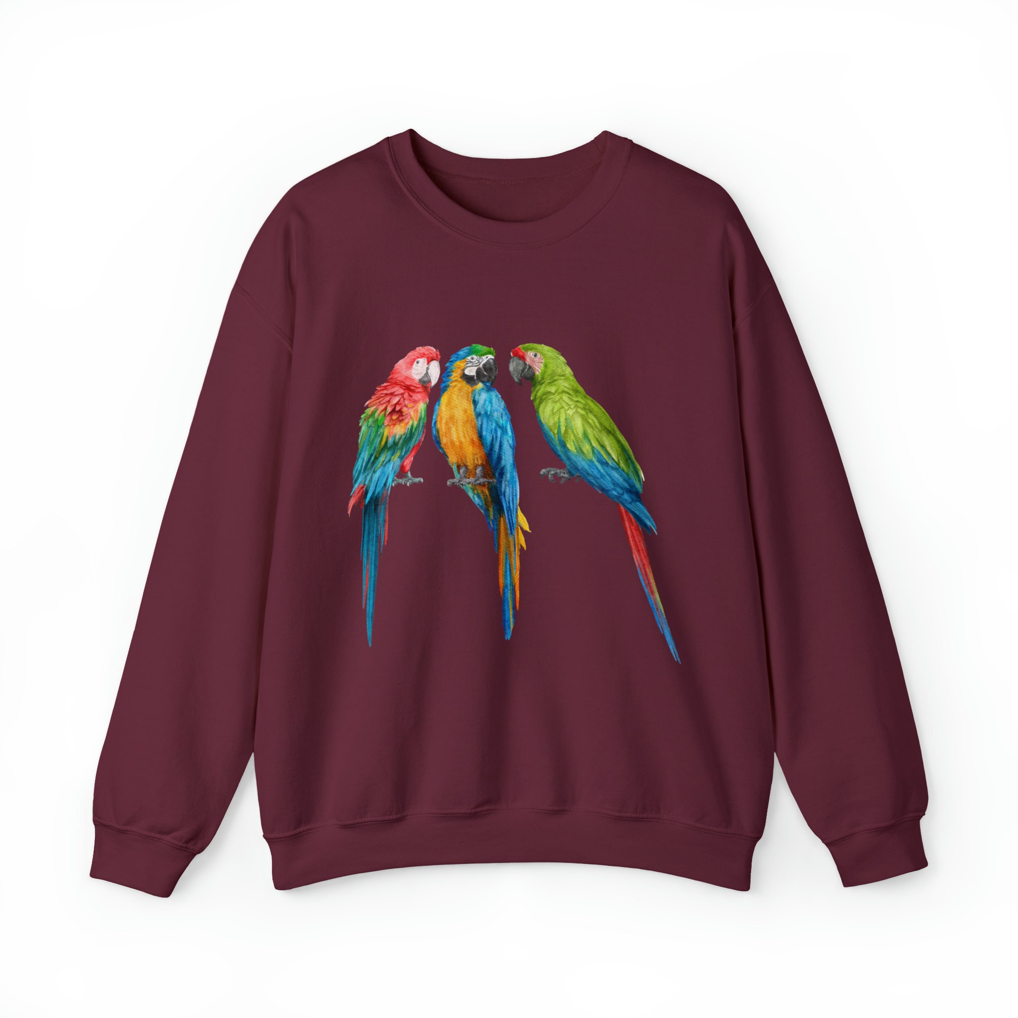 Colorful Parrot Sweater Macaw Sweatshirt Tropical Exotic Birds Crewneck ...