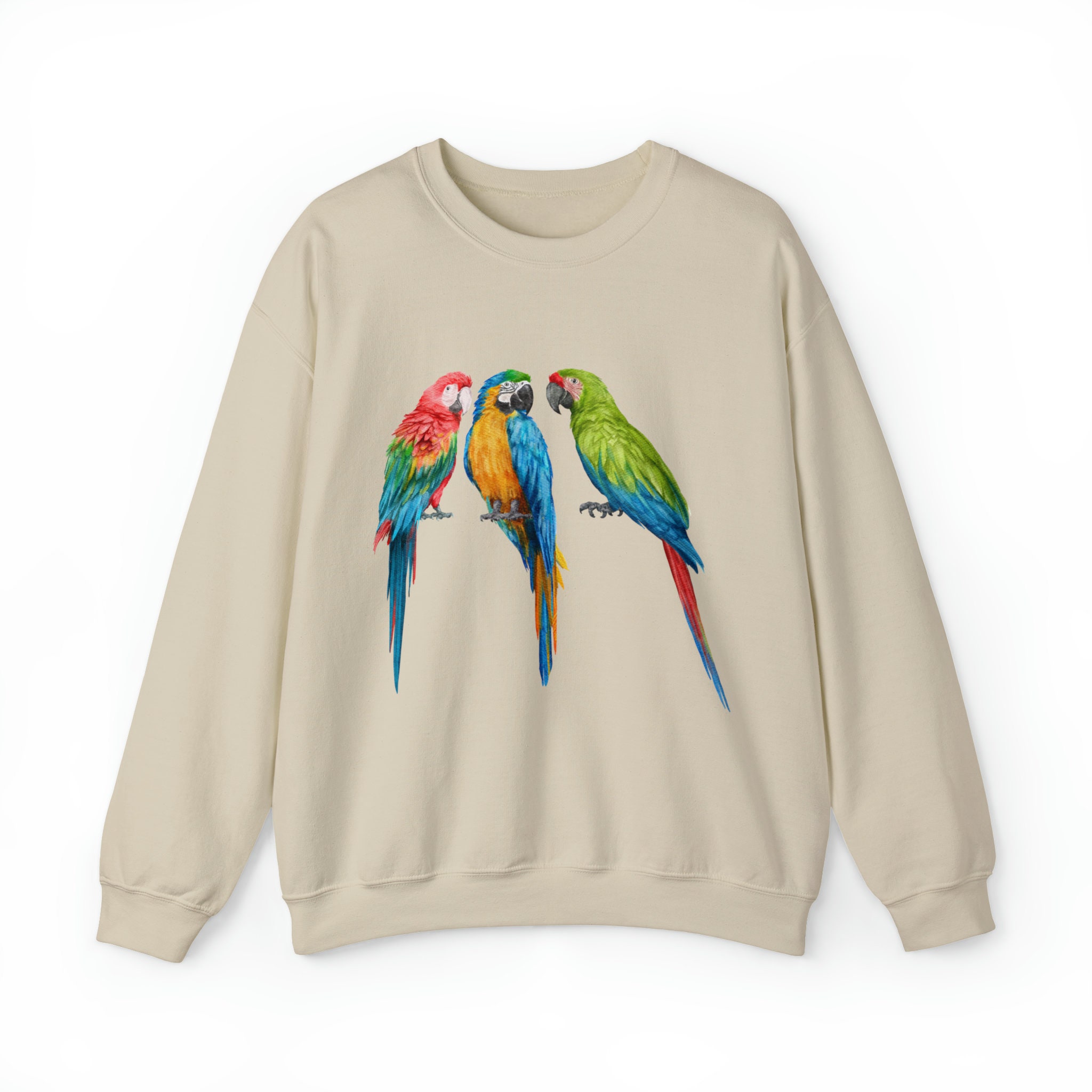 Colorful Parrot Sweater Macaw Sweatshirt Tropical Exotic Birds Crewneck ...