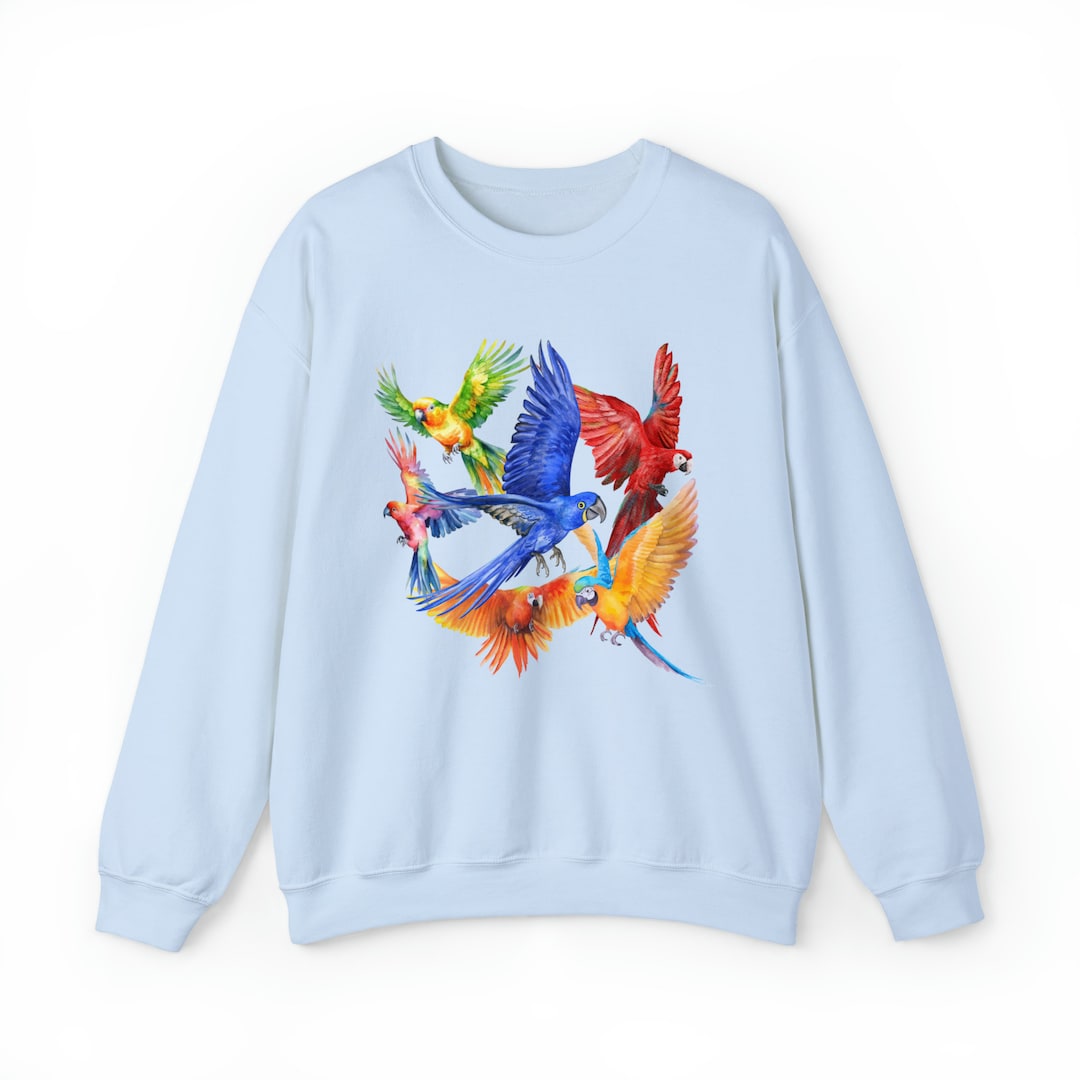 Rainbow Parrot Sweater Colorful Birds Sweatshirt Parakeet Jumper ...