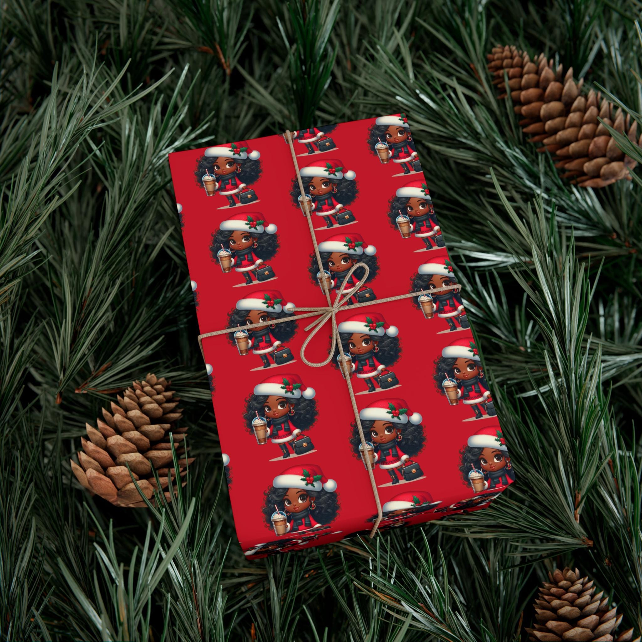 Gift Wrap Papers, African American Christmas Wrapping Paper, Red ...