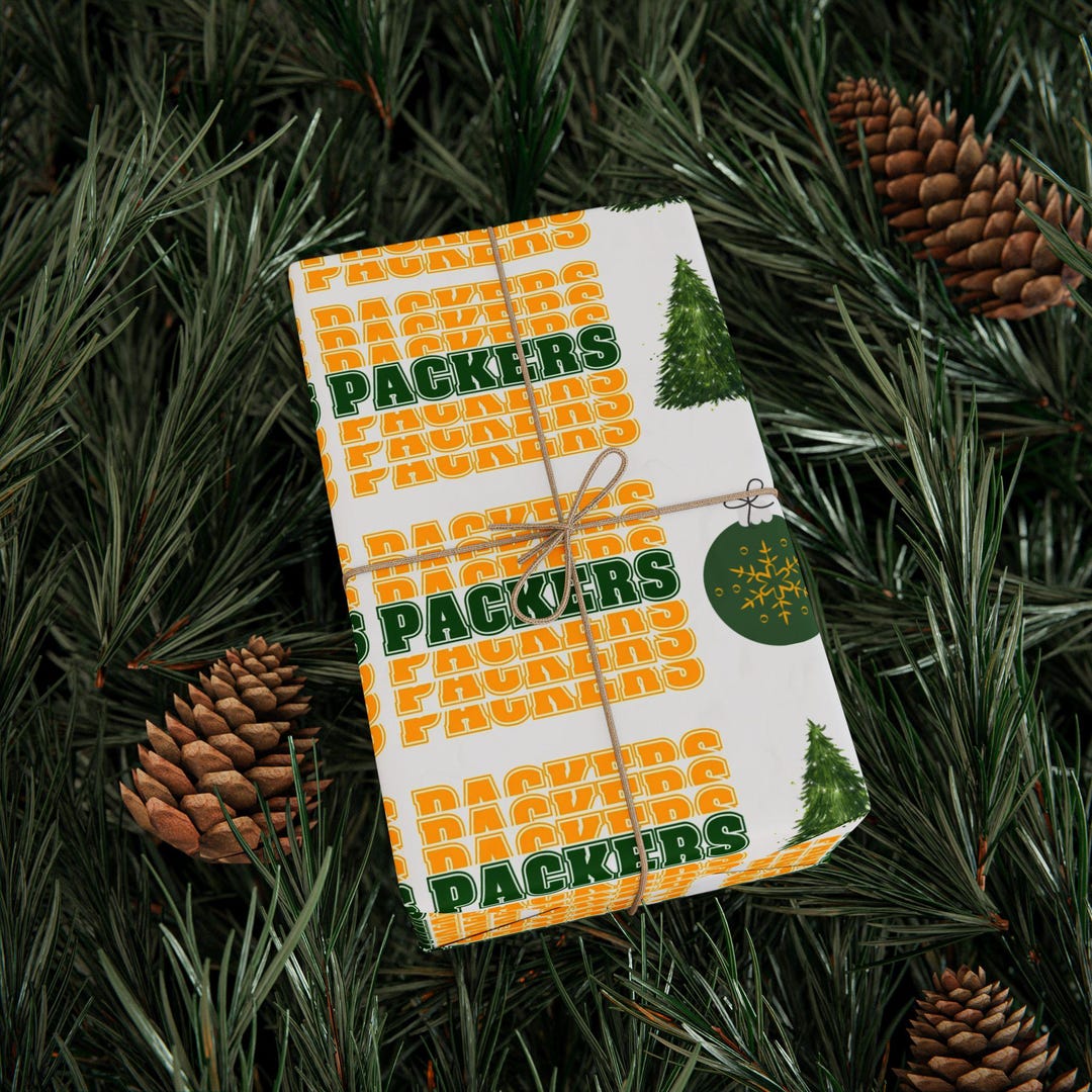 Christmas Wrapping Paper, Holiday Gift Wrap, Green Bay Football ...