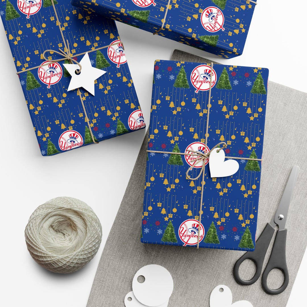 Christmas Wrapping Paper, Holiday Gift Wrap, New York Yankees, Baseball ...