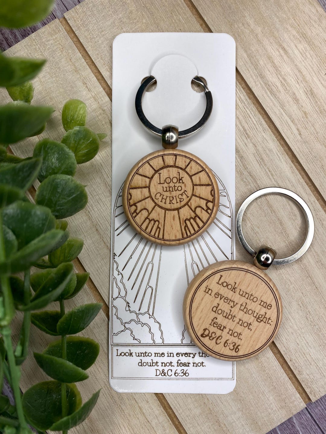LDS Youth 2025 Keychain | Look Unto Christ | Wooden Key Ring Backpack ...