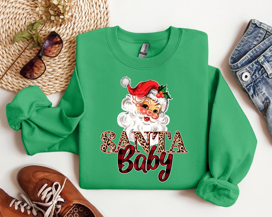 Santa Sweatshirt Santa Claus Baby Sweatshirt Vintage Santa - Etsy