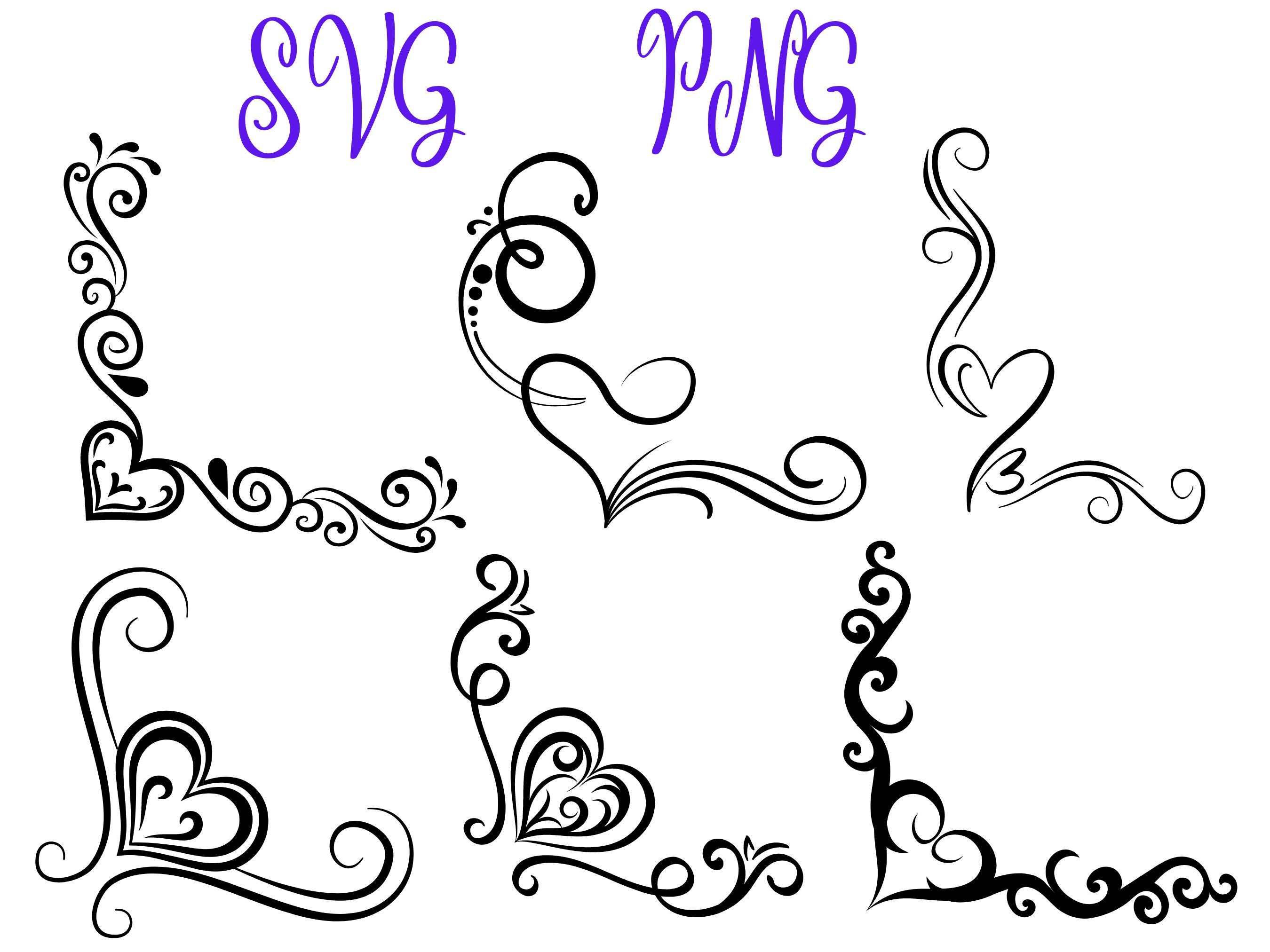 Heart Border Svg Png Heart Logo Design Elements Wedding Heart Svg Swirl ...