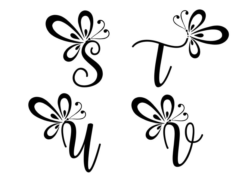 Butterfly Alphabet Monogram Svg Png Fancy Letters Svg Butterfly Theme ...