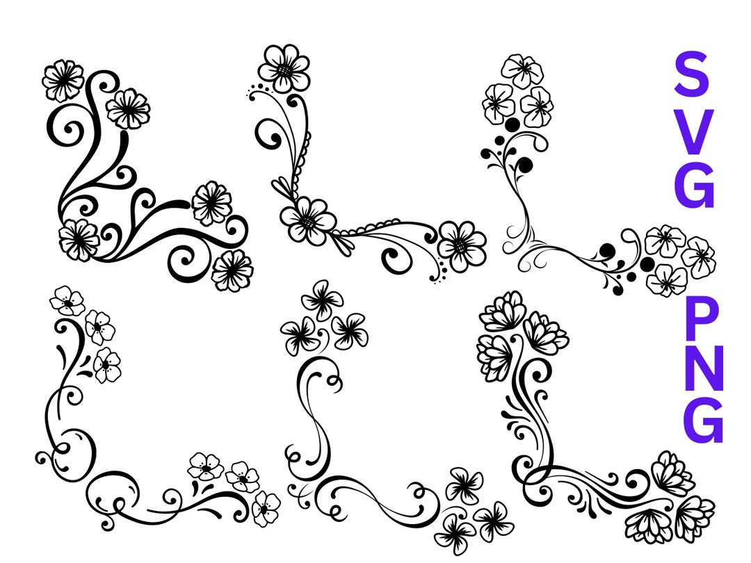 Floral Corner Svg Border Designs Flower Outline Svg Floral Border Png ...