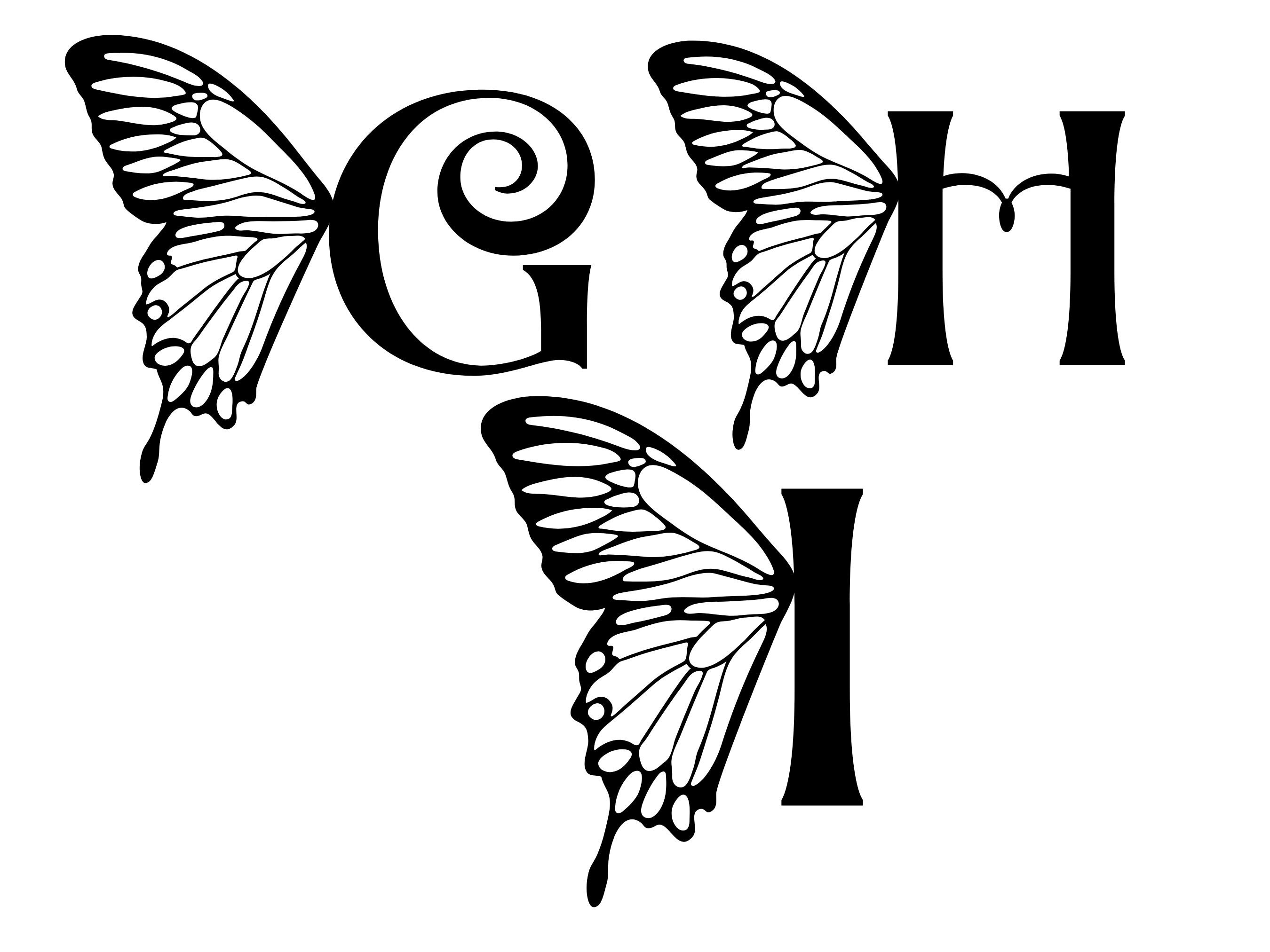 Butterfly Monogram Font Svg Png Butterfly Alphabet Embroidery Monogram ...