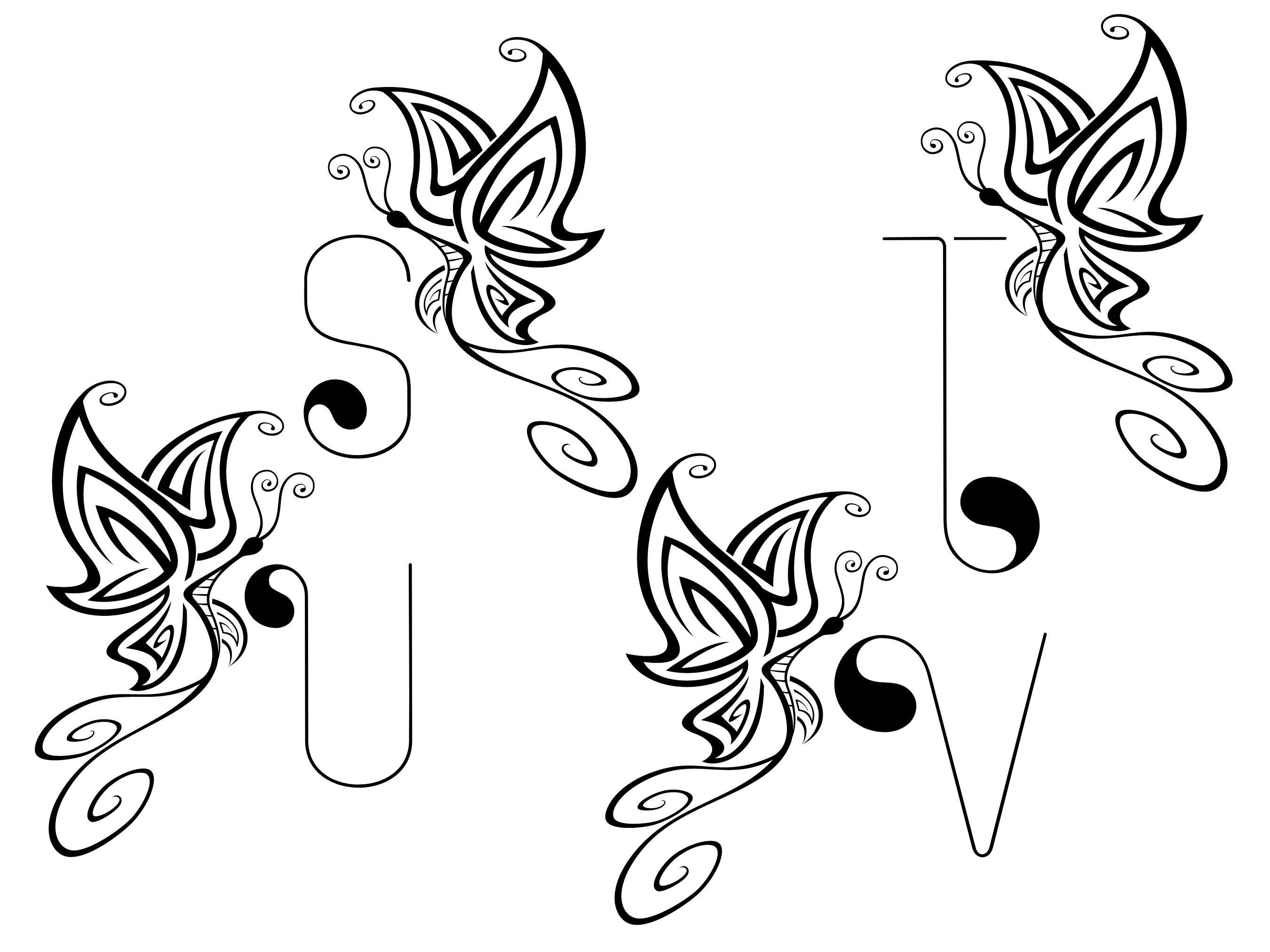 Butterfly Font Svg Png Butterfly Alphabet Fancy Monogram Font Butterfly ...