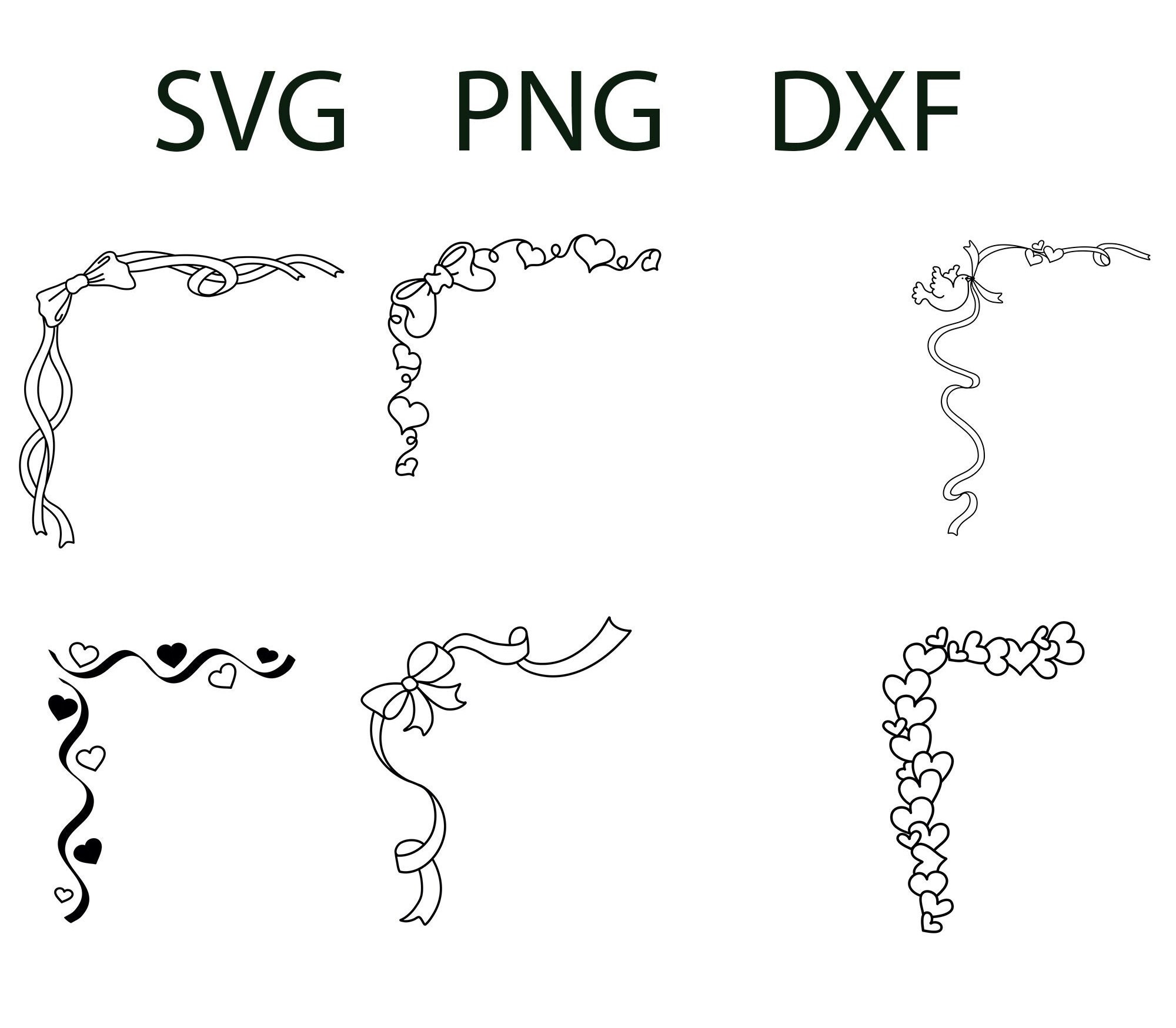 Bow Svg Corner Svg Png Dxf Bundle Border Svg Decorative Border Bow ...