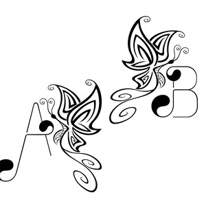 Butterfly Font Svg Png Butterfly Alphabet Fancy Monogram Font Butterfly ...