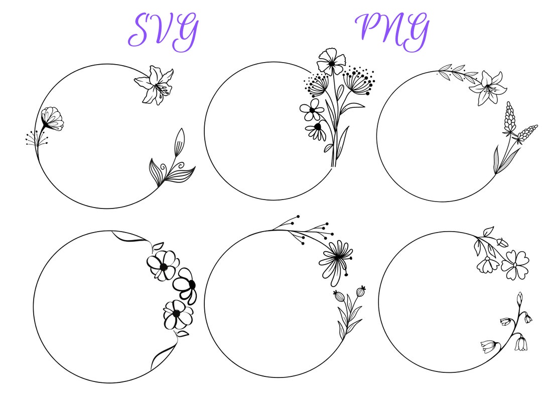 Flower Wreath Svg Png Circle Border Svg Frame Simple Wreath Wedding ...