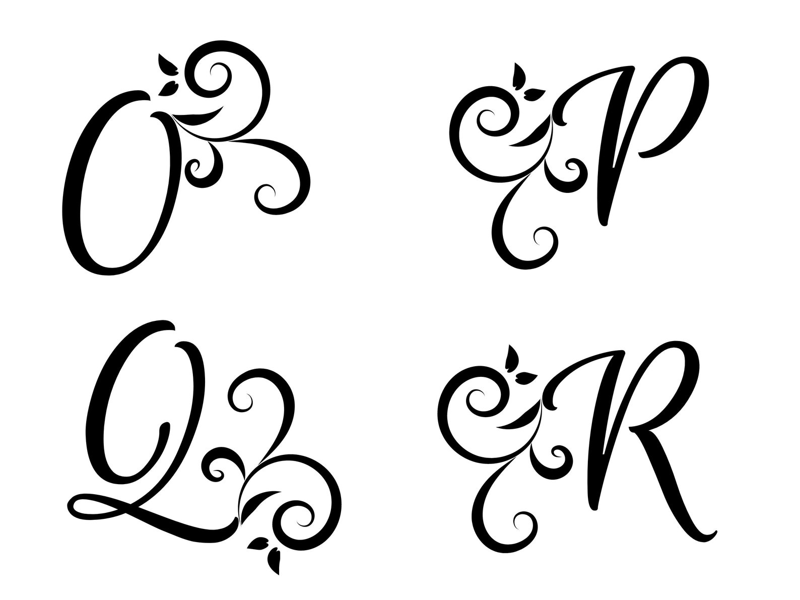 Alphabet Curly Monogram Font Svg Png Calligraphy Alphabet Wedding ...