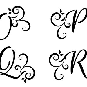 Alphabet Curly Monogram Font Svg Png Calligraphy Alphabet Wedding ...