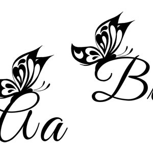 Alfabeto de mariposa svg png letras de monograma mariposa tema alfabeto ...