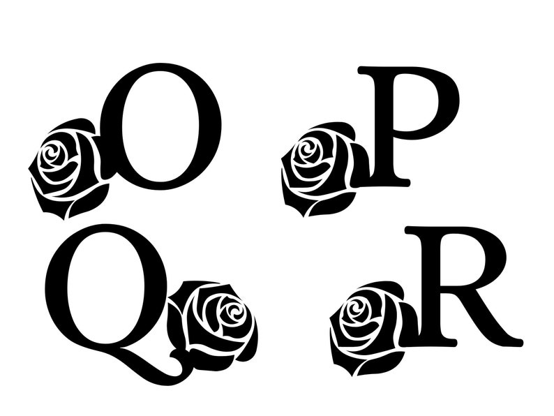 Floral Font Alphabet Rose Svg Png Flower Monogram Svg Wedding Font ...