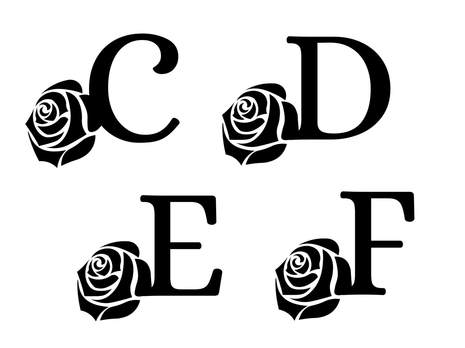 Floral Font Alphabet Rose Svg Png Flower Monogram Svg Wedding Font ...
