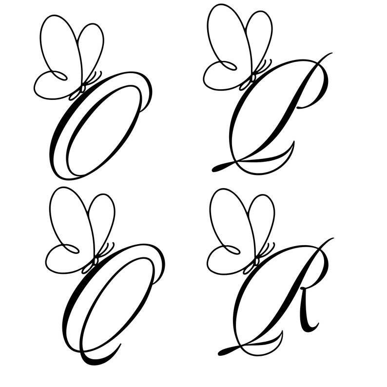 Alphabet Calligraphy Font Svg Png Cursive Letters Butterfly Monogram ...