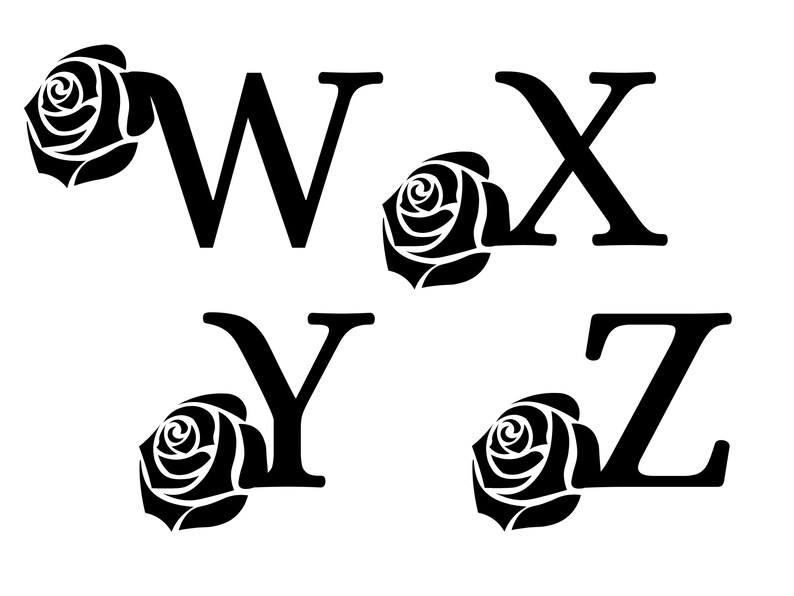 Floral Font Alphabet Rose Svg Png Flower Monogram Svg Wedding Font ...