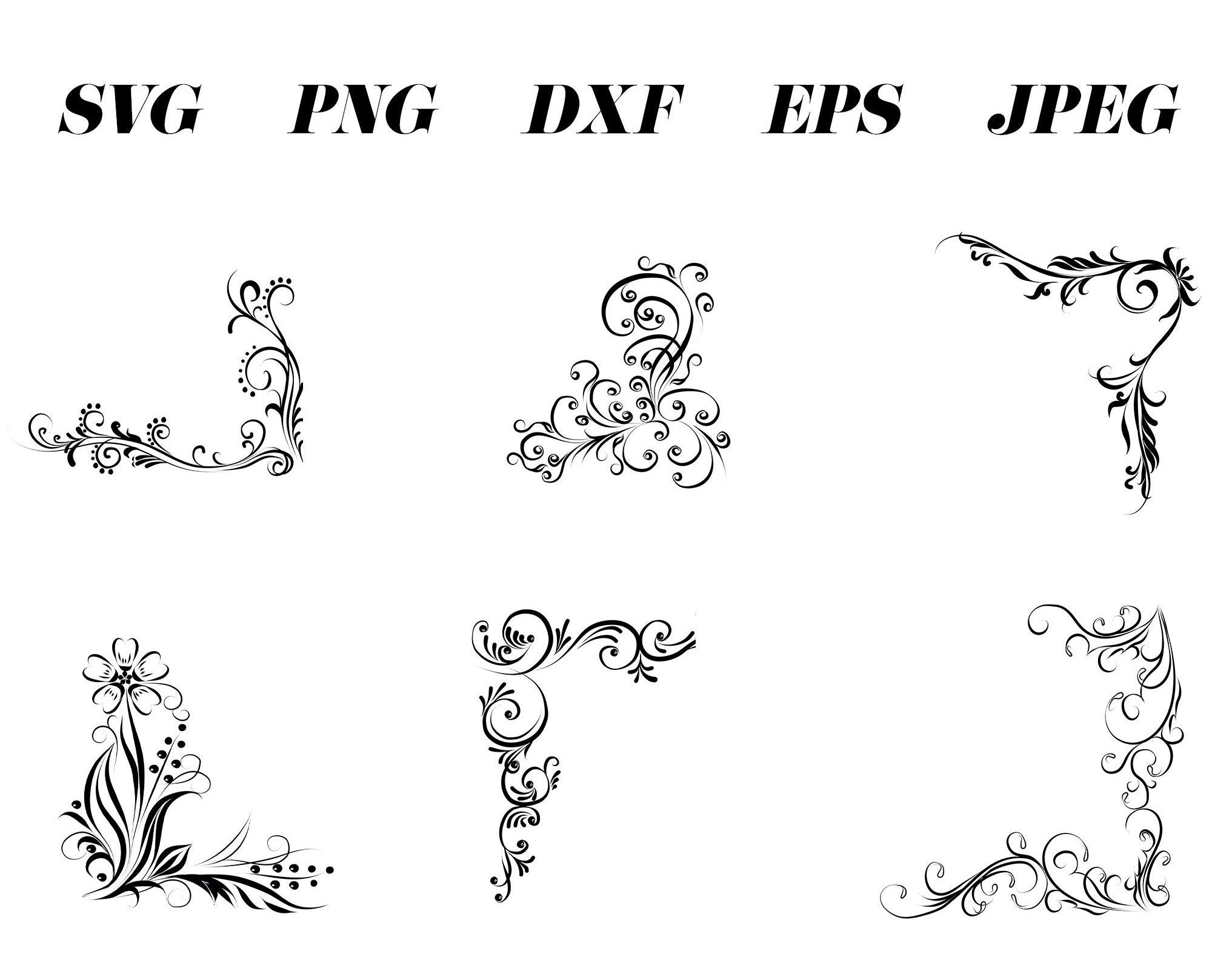 Corner Svg Bundle Swirl Svg Png Dxf Eps Border Svg Corner Digital ...