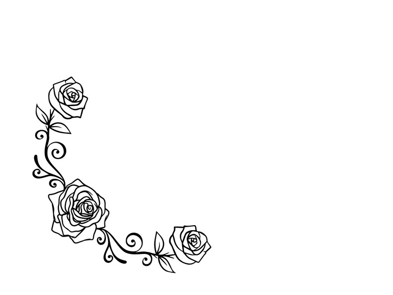 Rose Corner Svg Png Border Design Elements Flower Corner Svg Wedding ...