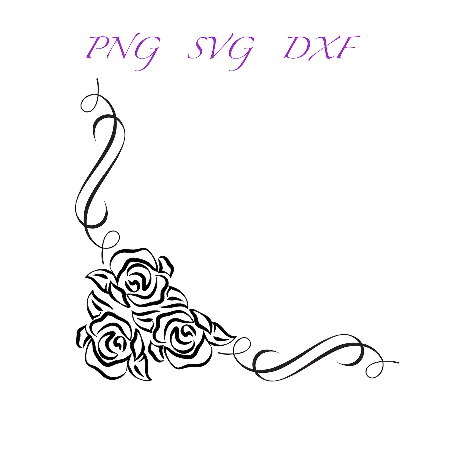 Rose Svg Border Designs Corner Svg Png Dxf Swirl Svg Wedding Svg Floral ...