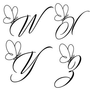 Alphabet Calligraphy Font Svg Png Cursive Letters Butterfly Monogram ...