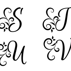 Alphabet Curly Monogram Font Svg Png Calligraphy Alphabet Wedding ...