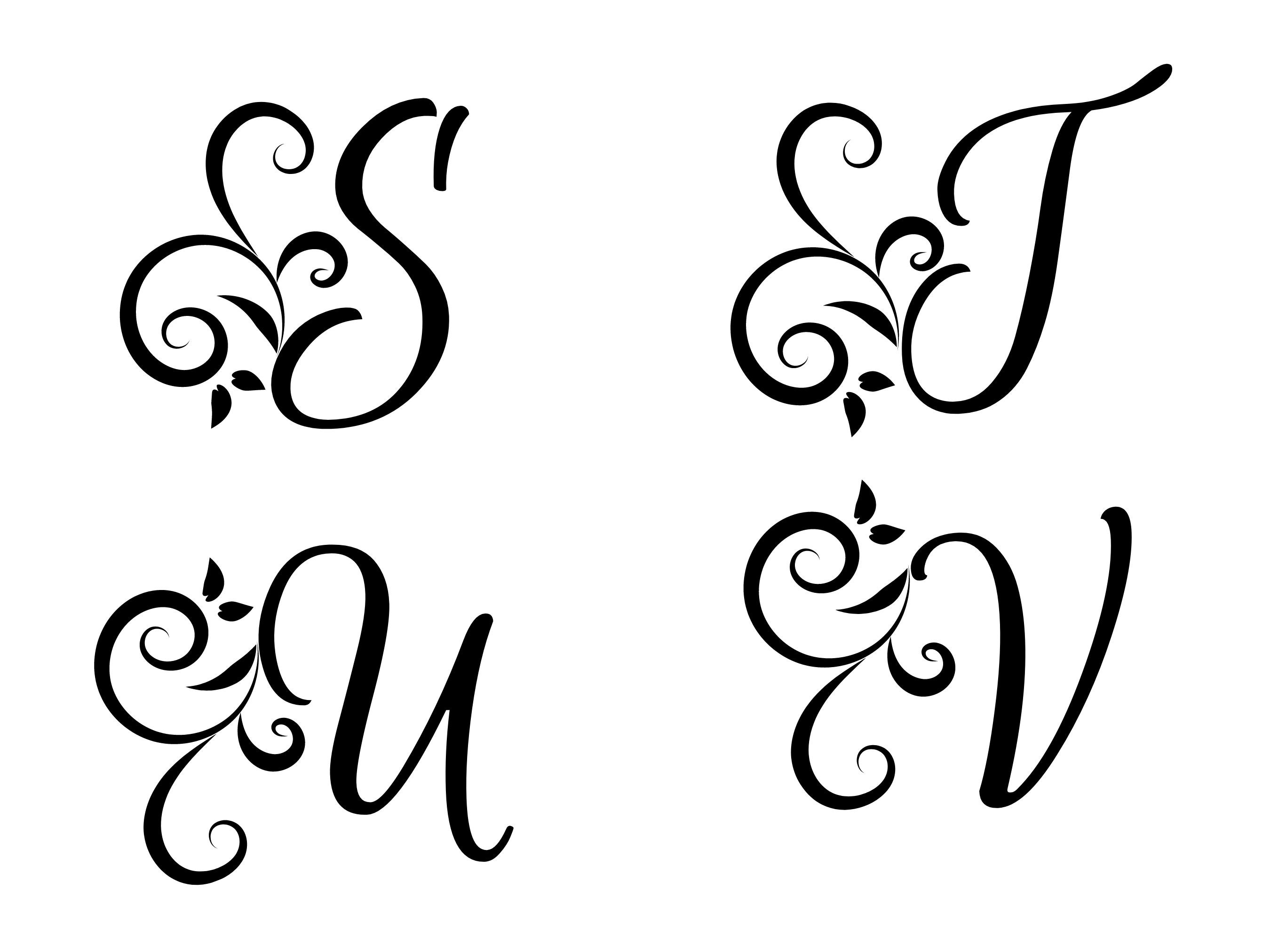 Alphabet Curly Monogram Font Svg Png Calligraphy Alphabet Wedding ...