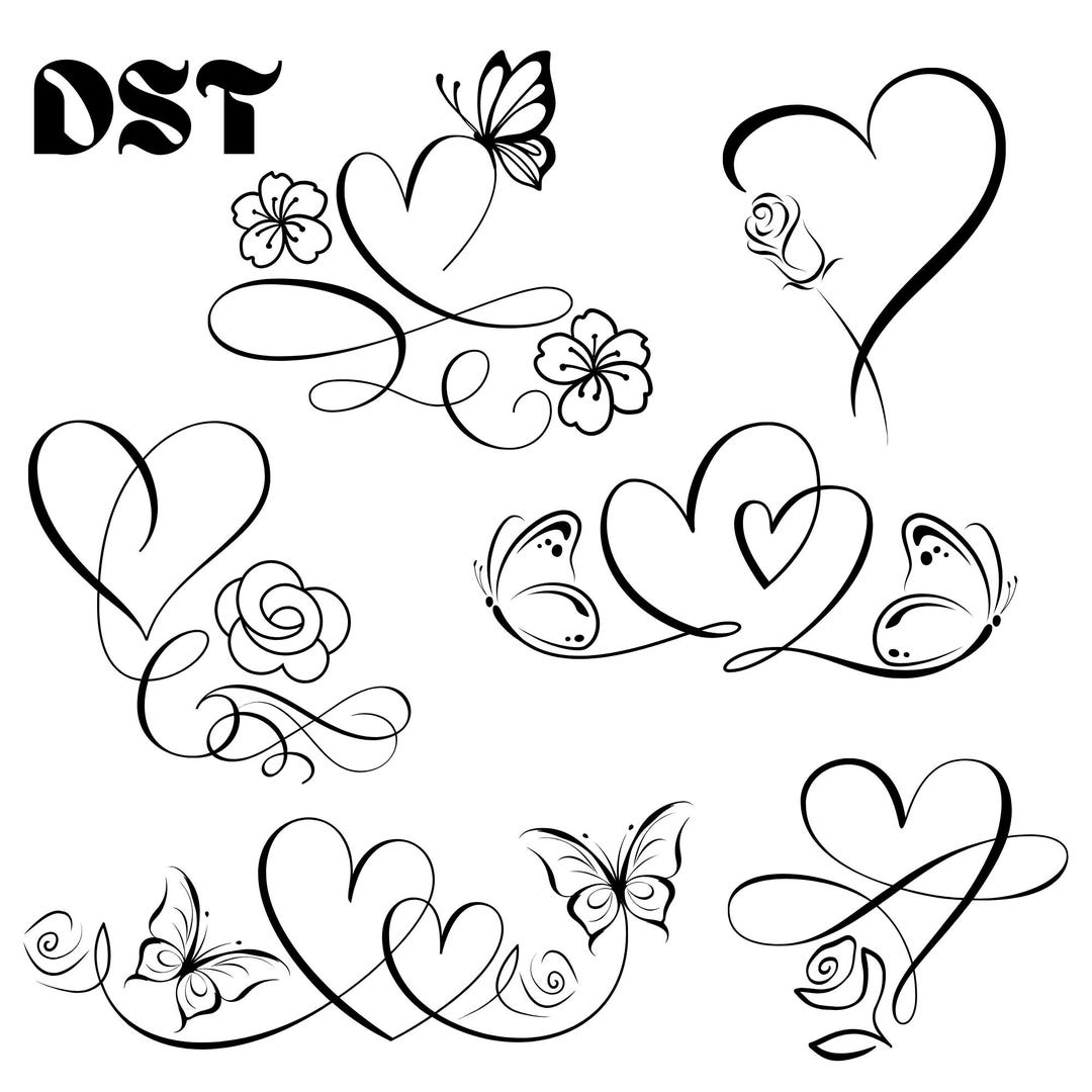 Embroidery Design Bundle Heart Dst File Romantic Embroidery Valentine ...