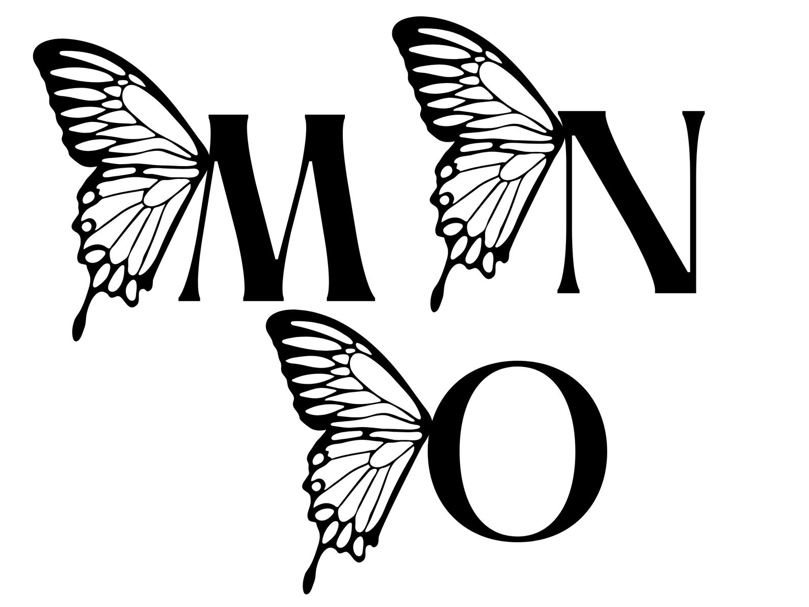 Butterfly Monogram Font Svg Png Butterfly Alphabet Embroidery Monogram ...
