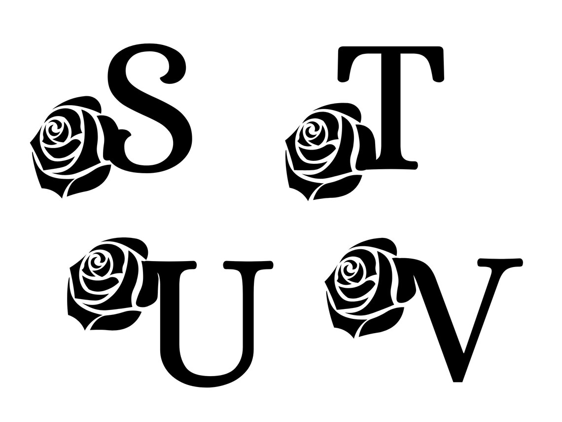 Floral Font Alphabet Rose Svg Png Flower Monogram Svg Wedding Font ...