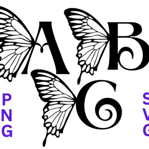 Butterfly Monogram Font Svg Png Butterfly Alphabet Embroidery Monogram ...