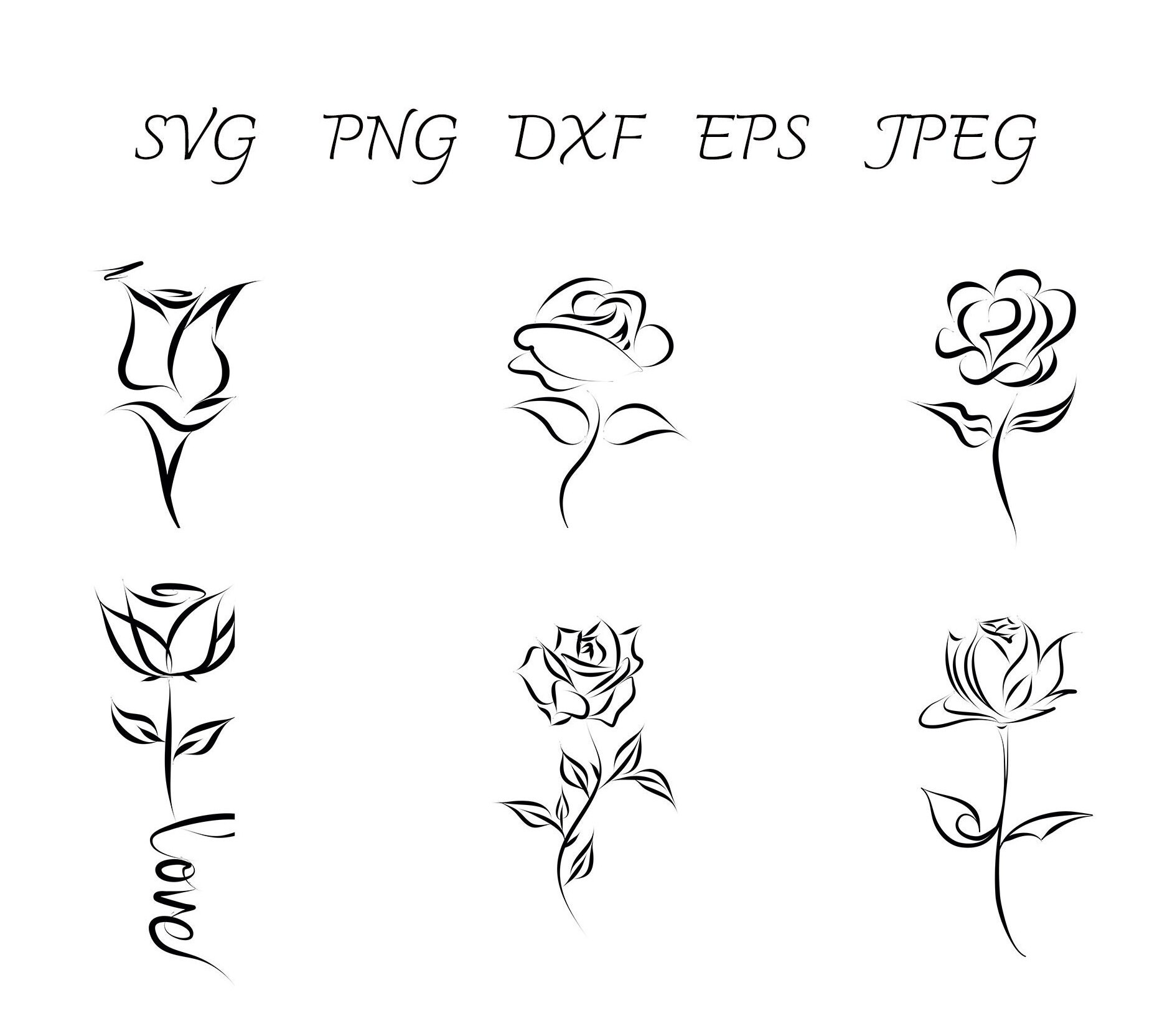 Rose Svg Bundle Rose Design Svg Png Dxf Eps Jpg Rose Pattern Svg Rose ...