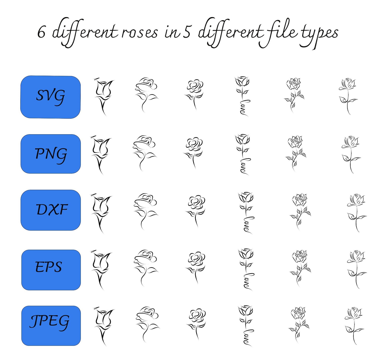 Rose Svg Bundle Rose Design Svg Png Dxf Eps Jpg Rose Pattern Svg Rose ...