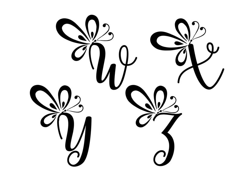 Butterfly Alphabet Monogram Svg Png Fancy Letters Svg Butterfly Theme ...
