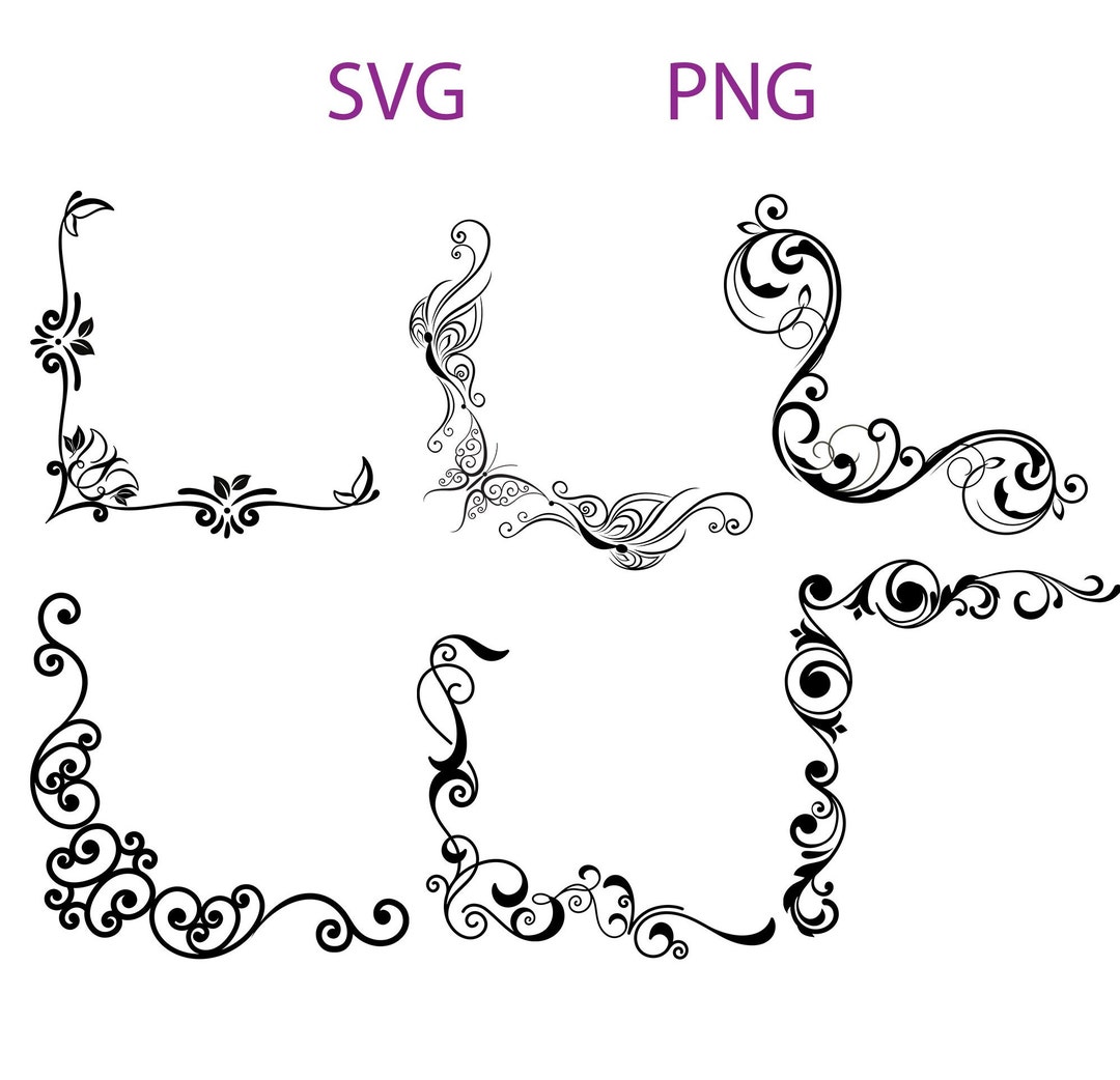 Corner Svg Bundle Swirl Svg Png Flourish Borders Clip Art Swirl Border ...