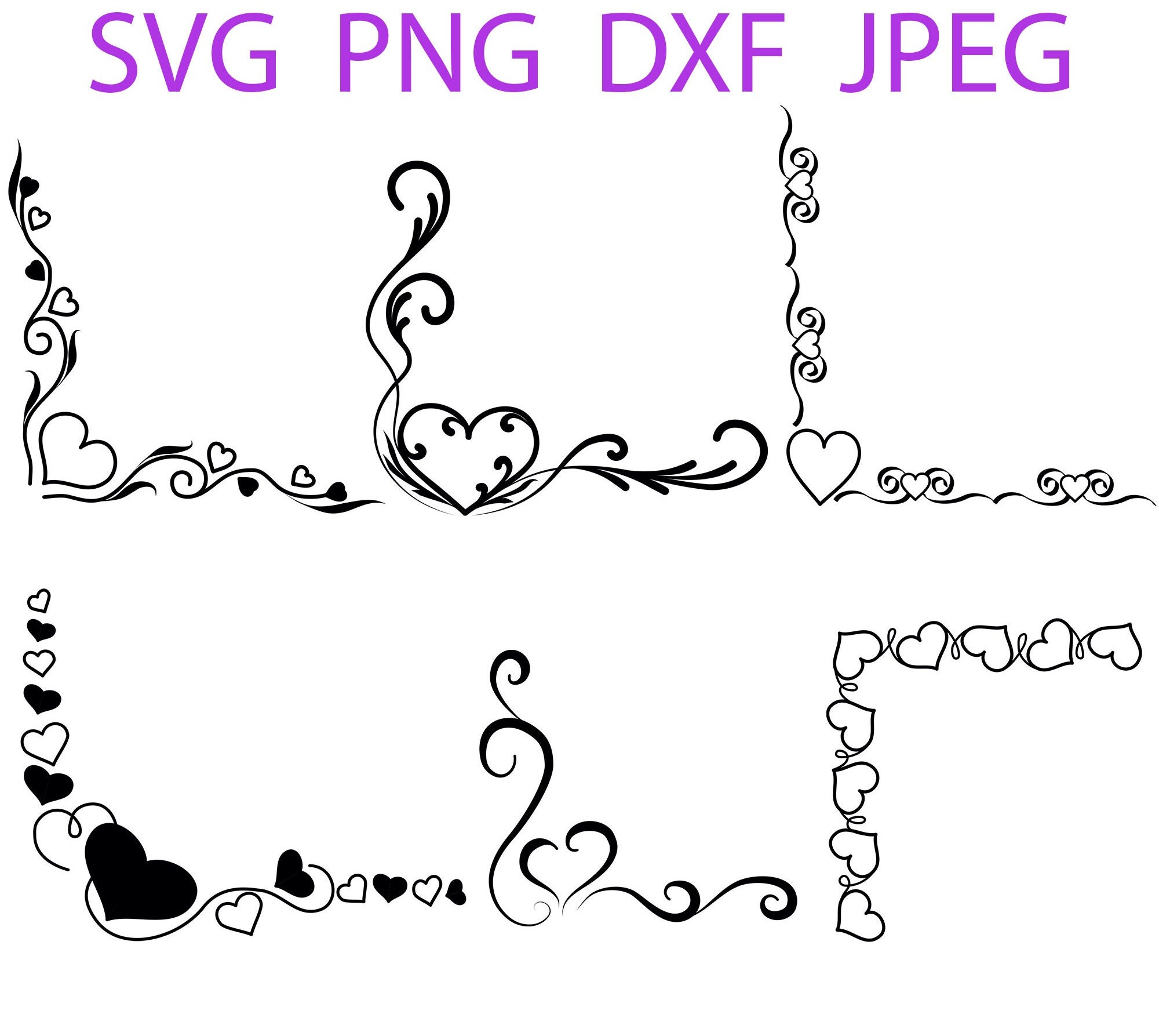 Svg Corner Heart Bundle Border Svg Design Elements Decorative Corners ...