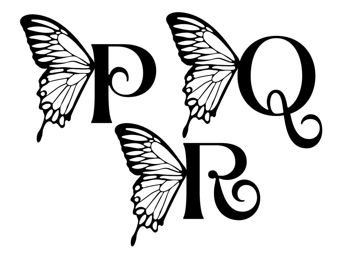 Butterfly Monogram Font Svg Png Butterfly Alphabet Embroidery Monogram ...