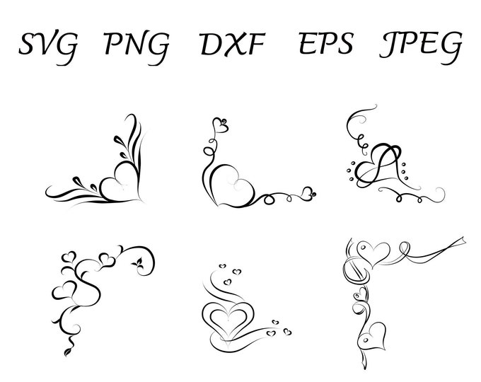 Heart Border Svg Png Heart Logo Design Elements Wedding Heart Svg Swirl ...