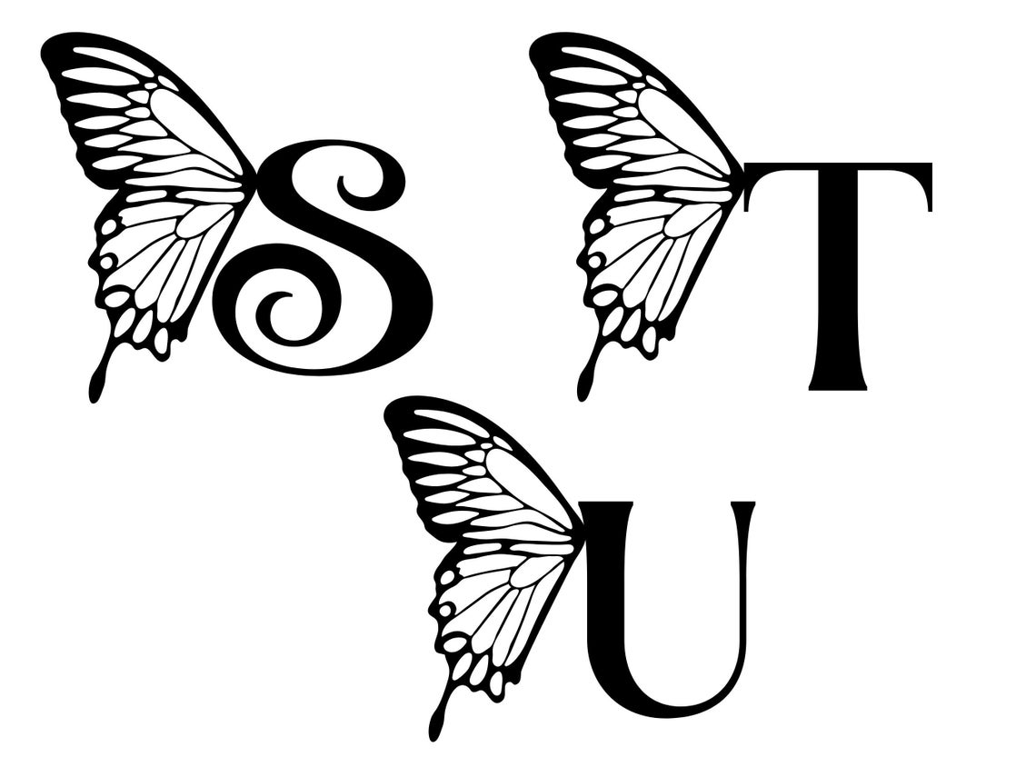 Butterfly Monogram Font Svg Png Butterfly Alphabet Embroidery Monogram ...