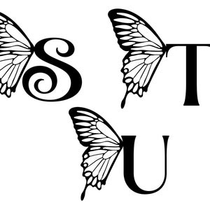 Butterfly Monogram Font Svg Png Butterfly Alphabet Embroidery Monogram ...