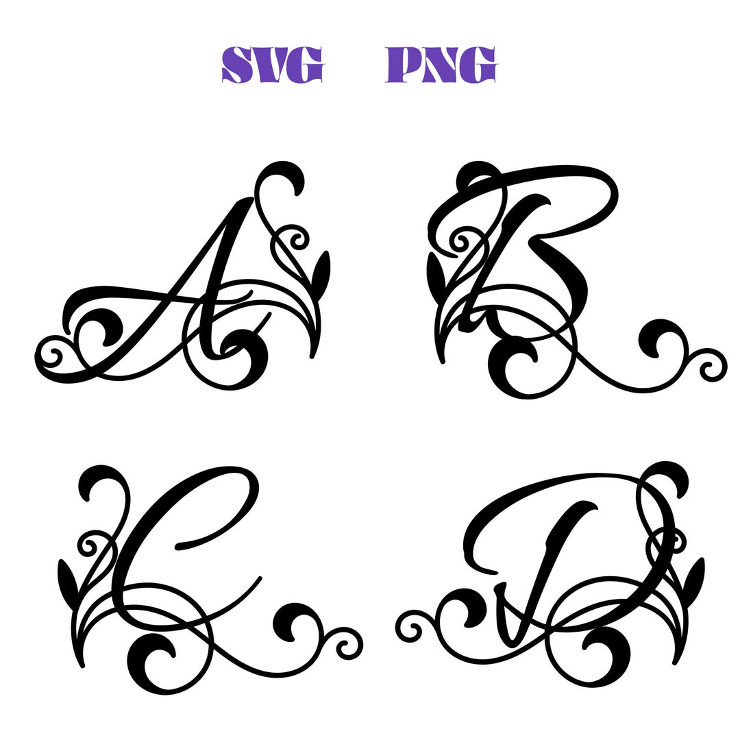 Monogram Alphabet Svg Png Calligraphy Font Wedding Monogram Svg Letter ...