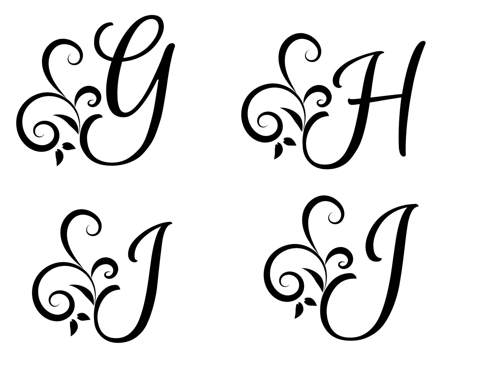 Alphabet Curly Monogram Font Svg Png Calligraphy Alphabet Wedding ...